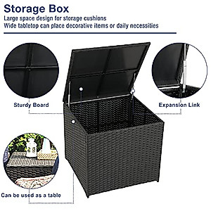 PHI VILLA 4 Piece Patio Sectional Furniture Outdoor Sofa Set with Cushion Box Storage - Navy Blue