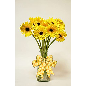 ALIBBON 2 Rolls 2.5" × 5 Yd Bumble Bee Gnome Wired Edge Ribbon Honeycomb Burlap Ribbons Spring Honeycomb Ribbon Yellow Ribbon for Wreaths DIY Crafting Gift Wrapping Party Decoration