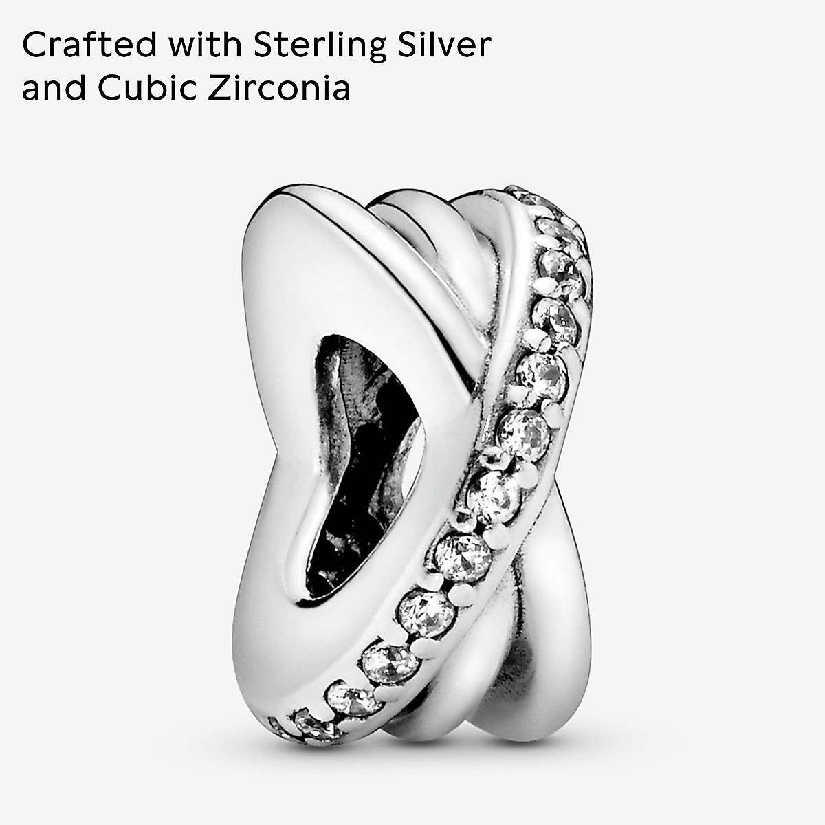 Pandora Jewelry Sparkling and Polished Lines Spacer Cubic Zirconia Charm in Sterling Silver