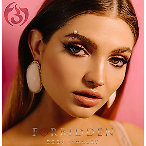 Forbidden Body Jewelry 16g 6mm Curved Barbell for Daith/Eyebrow/Rook/Belly Button w/Round CZ & Opalite Top, Purple