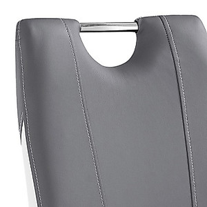 Benjara 17 Inch Cantilever Accent Side Dining Chair, Set of 4, Upholstery, Gray, White and Silver