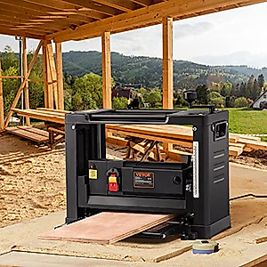 VEVOR Thickness Planer, Two-Blade, 13" Width Worktable Benchtop Planer, 15-Amp 1800W Powerful Motor, 12" Extended Infeeding Table, Low Noise for both hard & soft wood material removal
