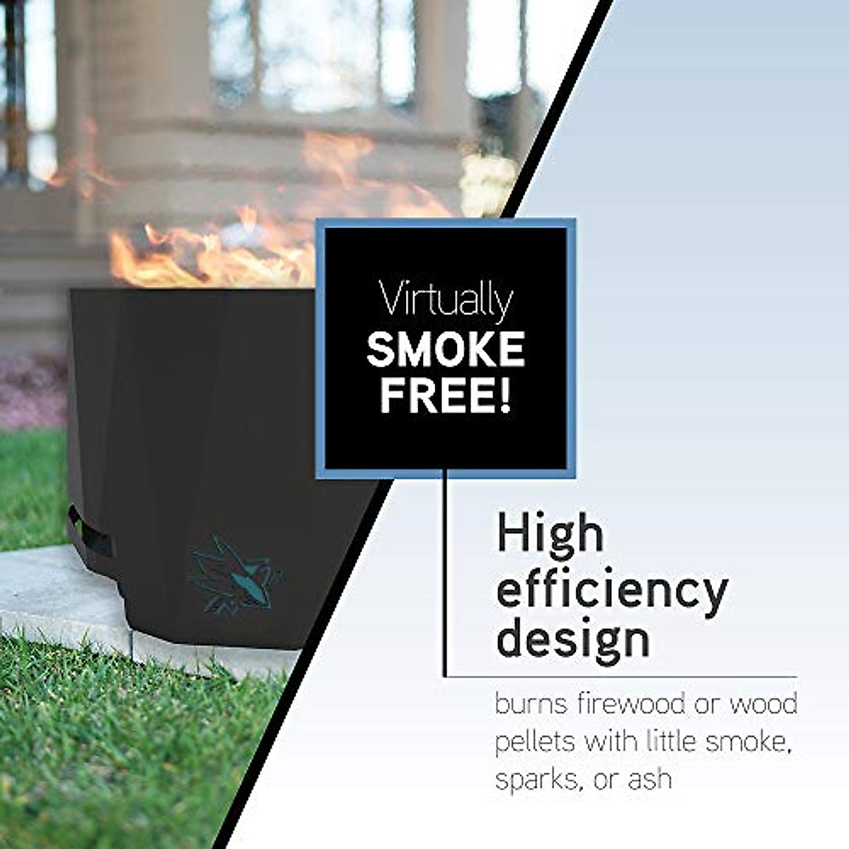 Blue Sky Outdoor Living NHL Colorado Avalanche 24” Steel Peak Patio Smokeless Fire Pit, Firewood and/or Wood Pellet Burning