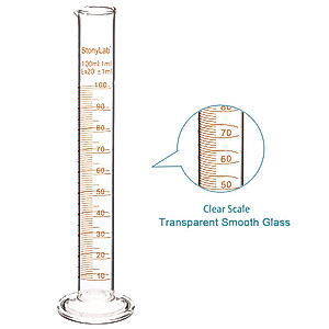 StonyLab 3-Pack Borosilicate Glass 100ml Heavy Wall Graduated Cylinder Measuring Cylinder, 100ml