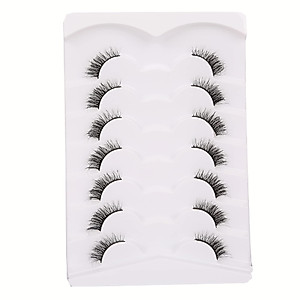 GMAGICTOBO Fluffy Half Lashes Wispy Short False Eyelashes Natural Look Cat Eye Lashes Pack 3D Criss-Crossed Lashes Strips 7 Pairs Multipack