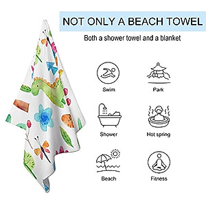 My Little Nest Bath Towels Quick Dry Bathroom Towels Dinosaurs Floral Leaves Absorbent Shower Towels Soft Hand Towel Wash Cloths for Spa Pool Hotel Gym 31" x 51"