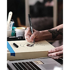 Graffiti Markers - 3 Pack Black Paint Marker Pens, Permanent Oil Based Paint Markers with Fine, Medium, Jumbo Replace Tips, Great on Plastic, Stone, Glass, and Metal