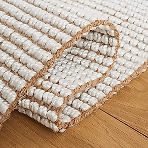 Safavieh Natural Fiber Collection 8' x 10' Ivory/Natural NF826A Handmade Woven Farmhouse Fringe Jute Area Rug