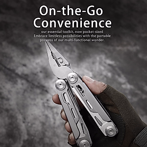 TLONER, ARES Series 15-P Pocket Size Multitool with Premium Stainless Steel Pliers, Short Dagger, Black Luxury Gift Box