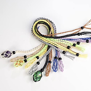 VNVETYTO 18 PCS Multicolor Crystal Cage Necklace Holder Necklace Cord Empty Stone Holder Replacement Hand-Woven Necklace Cord with Adjustable Length