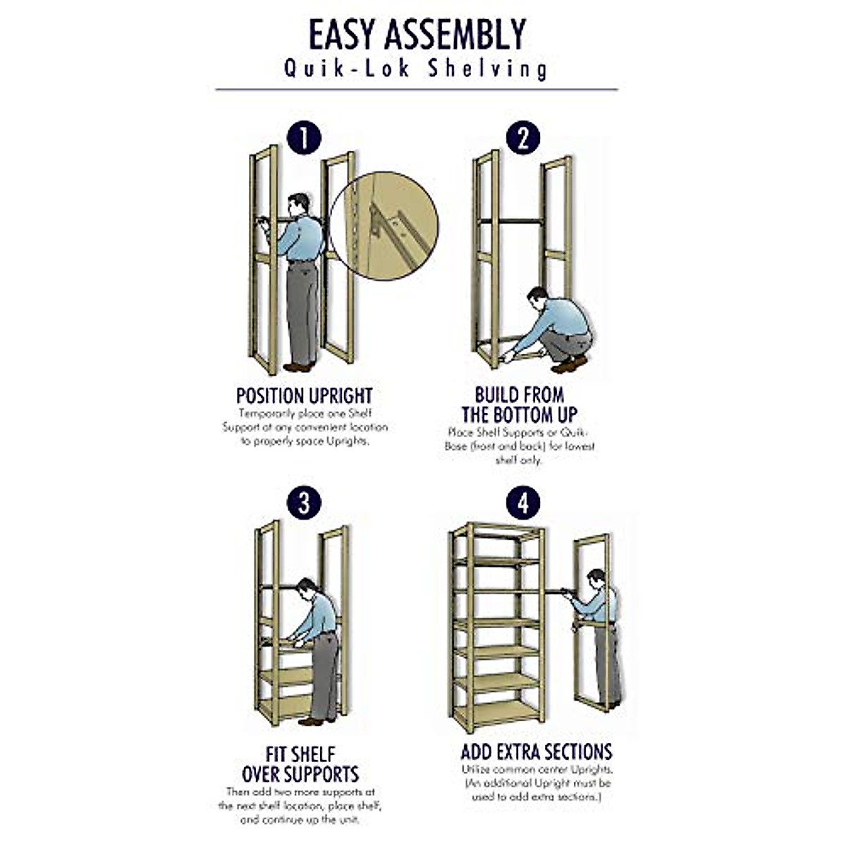 Aurora Quik-Lok Shelving [ Adjustable, Easy-to-Assemble Open Shelving ] Starter Unit | 6 Openings | 76" Tall | 18" Deep | Gray Mist