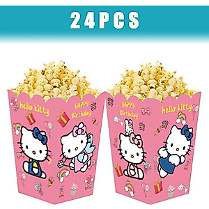24PCS Cartoon cat theme Party Popcorn Boxes, Party Supplies,Favor Bags for Boys Girls Birthday Party Decorations