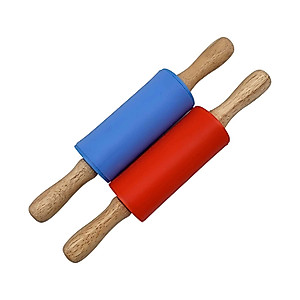 Small Rolling Pin for Kids Child, Wooden Handle Rolling Pin Non-Stick Silicone Rolling Pin, Rodillo de Cocina Rodillos Para Reposteria Fondant, Rodillos Para Masa.