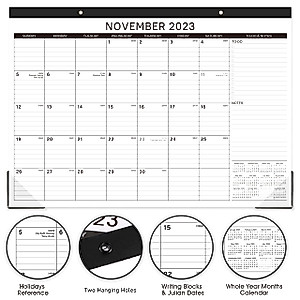 Desk Calendar 2023-2024 - Large Desk Calendar 2023-2024, Jan 2023 - Jun 2024, 17" x 12", Large Ruled Blocks, Desk Calendar with Tear Off Design, 2 Corner Protectors & 2 Hanging Hooks