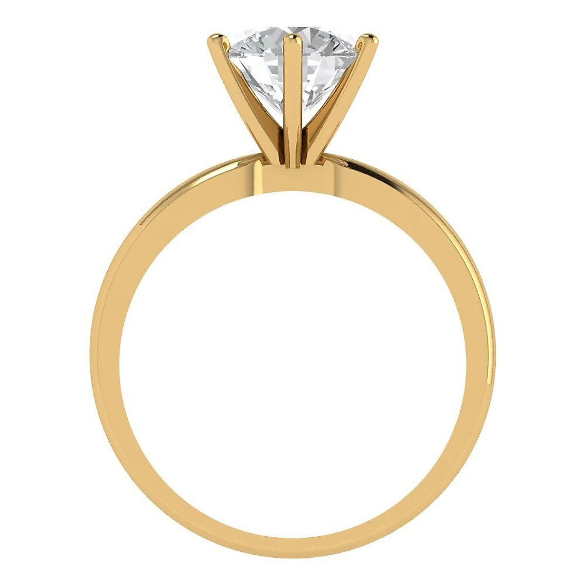 Clara Pucci 2.0 ct Round Cut Solitaire Genuine Moissanite Wedding Bridal Designer Anniversary Engagement Ring in 14k yellow Gold for Women