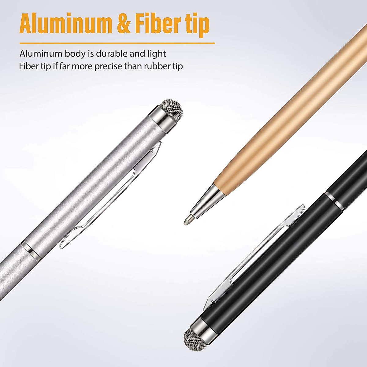 Outus 12 Pieces Stylus Pens for Touch Screens, Retractable Fiber Tip 2 in 1 Capacitive Stylus Ballpoint Pen Compatible with iPad iPhone Tablets Samsung All Universal Touch Screen Devices