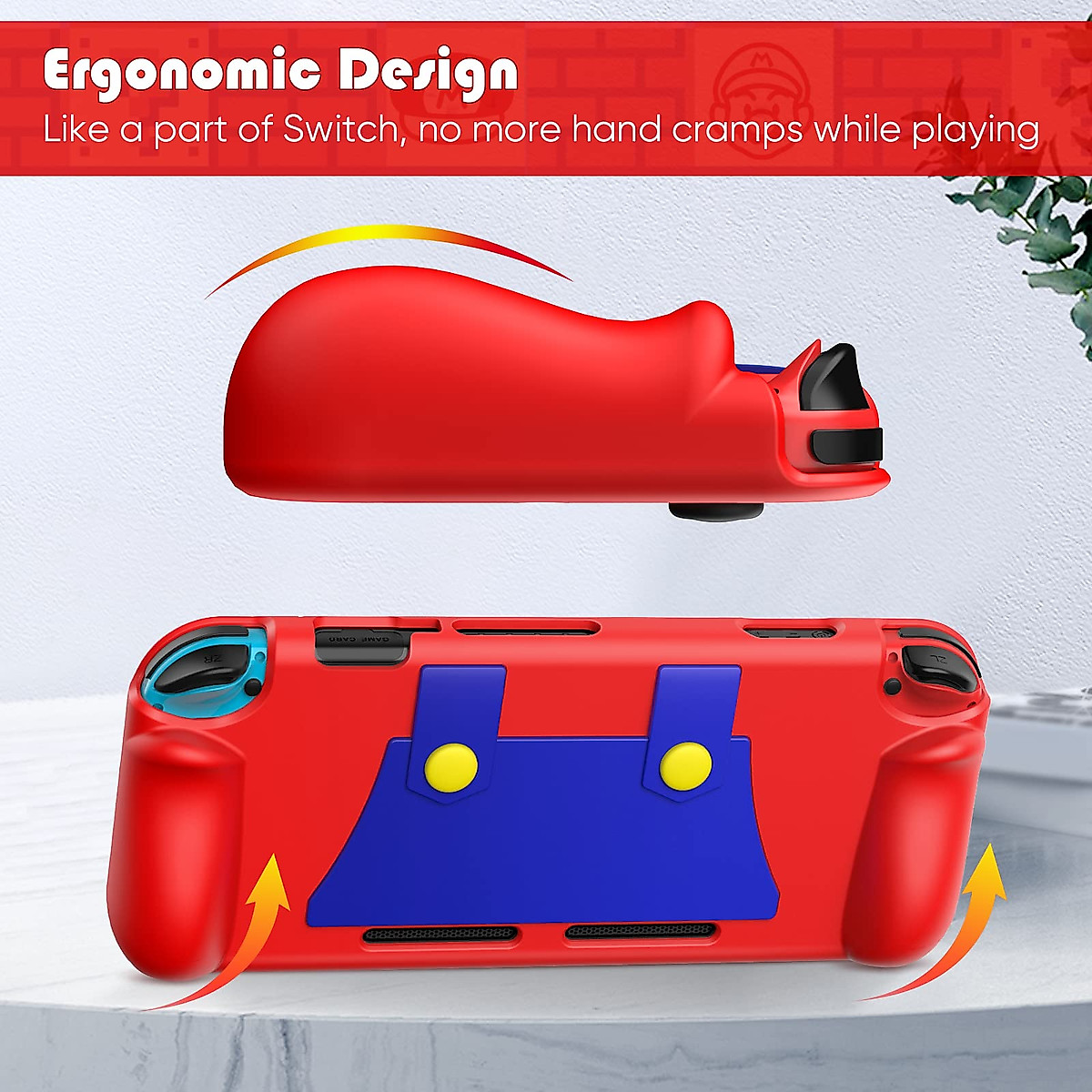 KENOBEE Silicone Case Compatible with Nintendo Switch 2017, Soft Lightweight Ergonomic Grip Protective Cover with Shock-Absorption and Anti-Scratch Design for Switch Console, Red