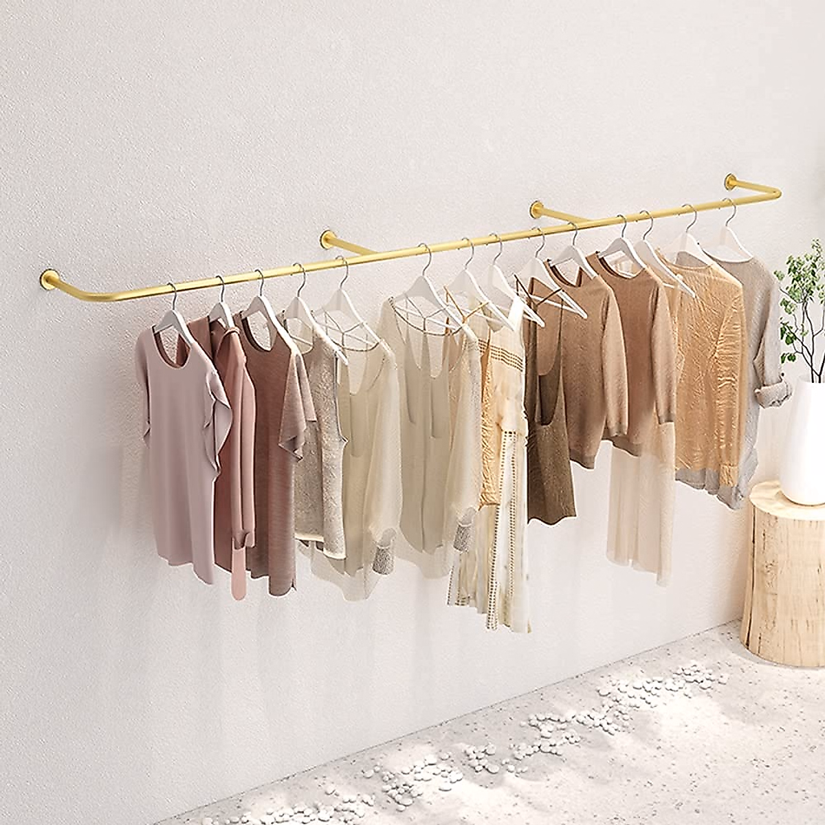 VejiA Clothing Rail,Heavy-Duty Commercial Grade Clothes Rail,Clothing Store Display Rack,Wall-Mounted Hanger Clothing Garment Stor