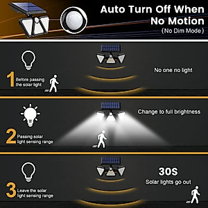 LUSCREAL Solar Lights for Outside, 180LED Motion Sensor Outdoor Lights, 270° Wide Angle Solar Motion Lights Outdoor IP65 Waterproof, 3 Heads Outdoor Solar Security Lights for Garage Yard Patio, 1Pack
