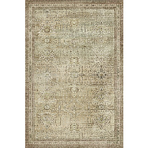 GENIMO 2x3 Area Rugs for Living Room, Machine Washable Boho Vintage Rug Non Slip, Printed Thin Low Pile Lightweight Chenille Carpet Rugs for Bedroom, Dining Room, Home Office, Taupe