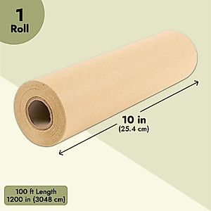 Kraft Paper Roll 10 x 1200 in, Plain Brown Shipping Paper for Gift Wrapping, Packing, DIY Crafts, Bulletin Board Easel (100 Feet)