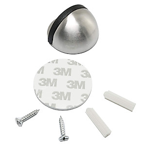 DGZZI Oval Door Stopper 2PCS Stainless Steel Brushed Free Punch Half Dome Floor Mounted Interior Wall Rubber Shield Door Stops