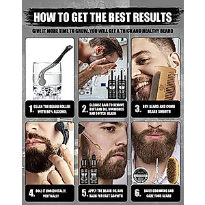 Beard Growth Kit, Beard Kit with Beard Roller, 2 Pack Beard Growth Oil,Beard Brush,Wash Conditioner for After Shave Lotions,Balm,Combs,Razor & Brush Stands Scissor, Christmas Fathers Gifts for Men