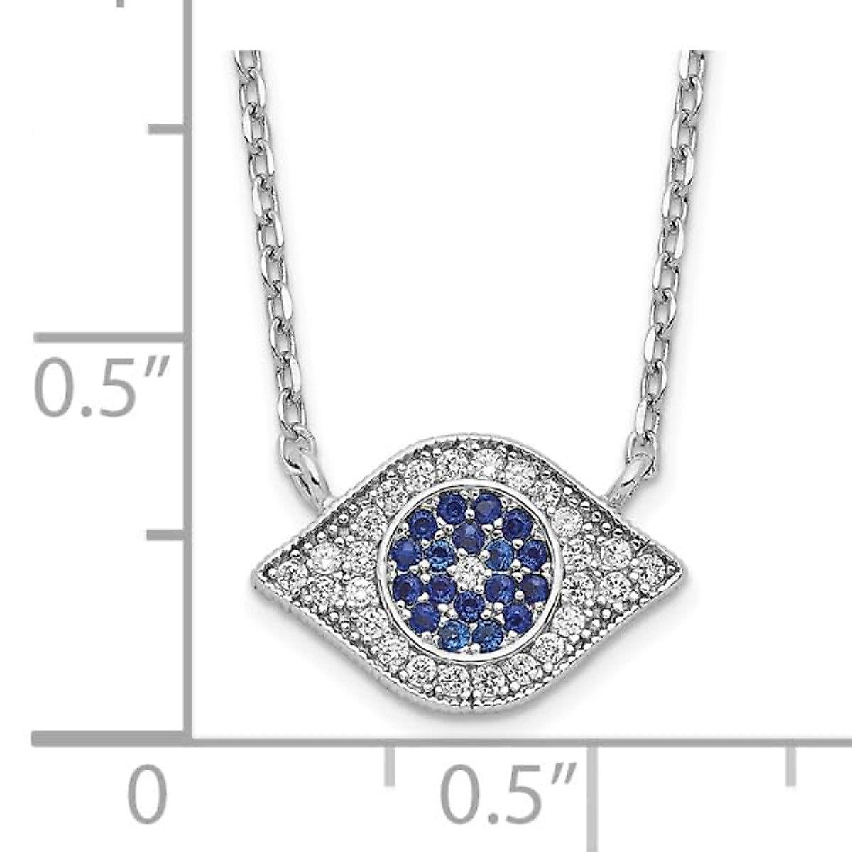 IceCarats 925 Sterling Silver Cubic Zirconia CZ Hamsa Good Luck Blue Evil Eye Protection Necklace 17 inch Chain
