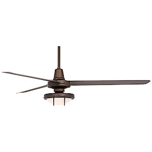 Casa Vieja 60" Casa Turbina Modern 3 Blade Indoor Outdoor Ceiling Fan with Light LED Remote Oil Rubbed Bronze Frosted White Glass Damp Rated for Patio Exterior House Porch Gazebo Garage Barn