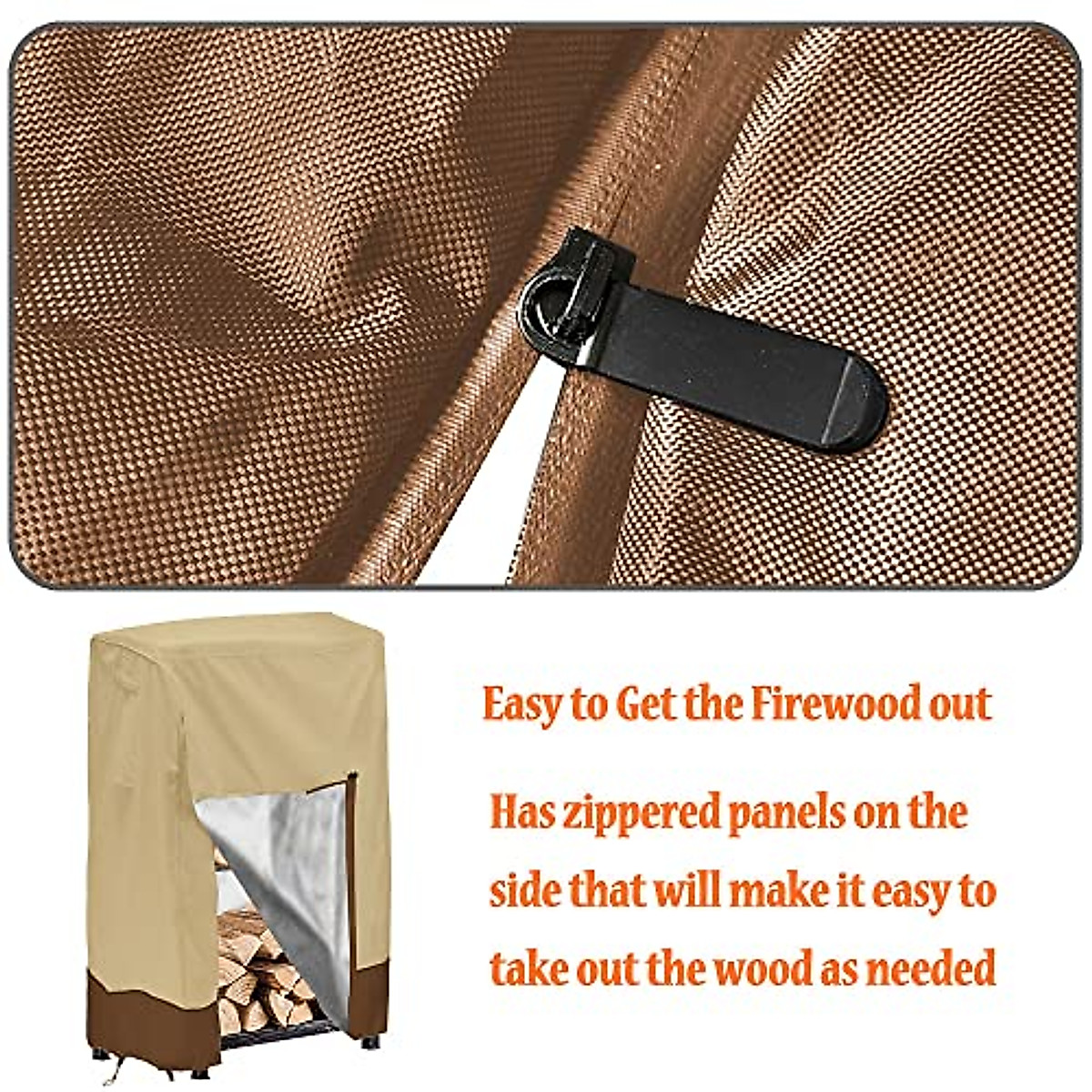 Cozzka 17 Inch Outdoor Firewood Log Rack Cover Heavy Duty Waterproof Protection Cover for 2 Tiers Small Firewood Log Storage Rack Holder (Log Rack not Included)