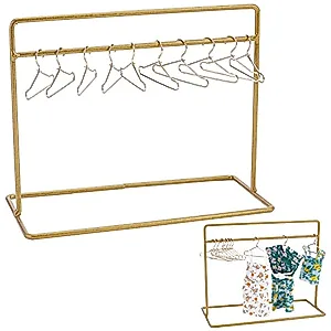 SUPERFINDINGS 1 Set Doll Garment Rack Including 1Pc 6x2.8x4.7inch Doll Clothes Storage Rack Doll Closet and 10Pcs Mini Doll Clothes Hangers Doll Wardrobe Furniture Accessories for Dollhouse Supplies