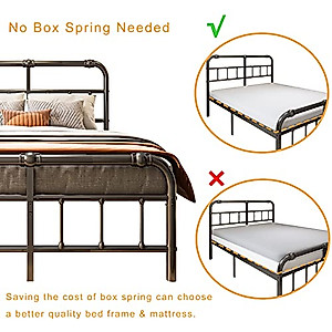 Bednowitz Bed Frame Queen Size, Heavy Duty Metal Slats Support Mattress Foundation, 14 Inch High Platform Bed with Headboard and Footboard, No Box Spring Needed, Noise Free, Easy Assembly, Black