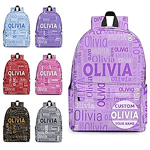 ihnlutzc Custom Name Backpack, Personalized Schoolbag with Name for Boys Girls Kids, Customized Casual Backpack with Name Gifts for School Travel Picnic Camping Hiking