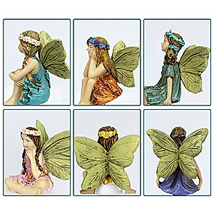 Dorlotou Fairy Garden Figurines 6pcs Miniature Fairies for Outdoor Garden Décor