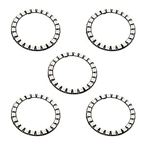 DIYmall 24 Bits RGB LED Rings 24 X WS2812B 5050 Lamp Light with Integrated Drivers, Addressable Full Color Lights for Arduino Raspberry Pi ESP32 (Pack of 5pcs)