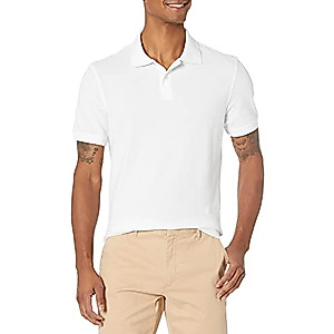 Amazon Essentials Men's Slim-Fit Cotton Pique Polo Shirt, White, Small