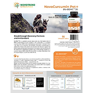NovoCurcumin Pet+ BioBDMC30 Bone & Joint - Skin & Coat Formula - 90 Chewable Tablets