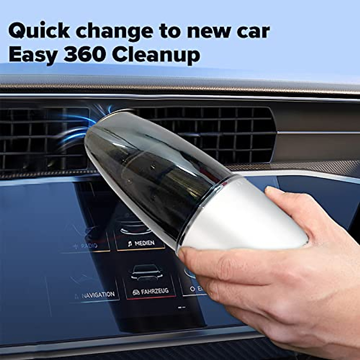 DQR HGV Handheld Mini Car Vacuum Cleaner Absorbing Pressure 150W 15000pa Rechargable in-car HEPA Filtration Car Vacuum (White)