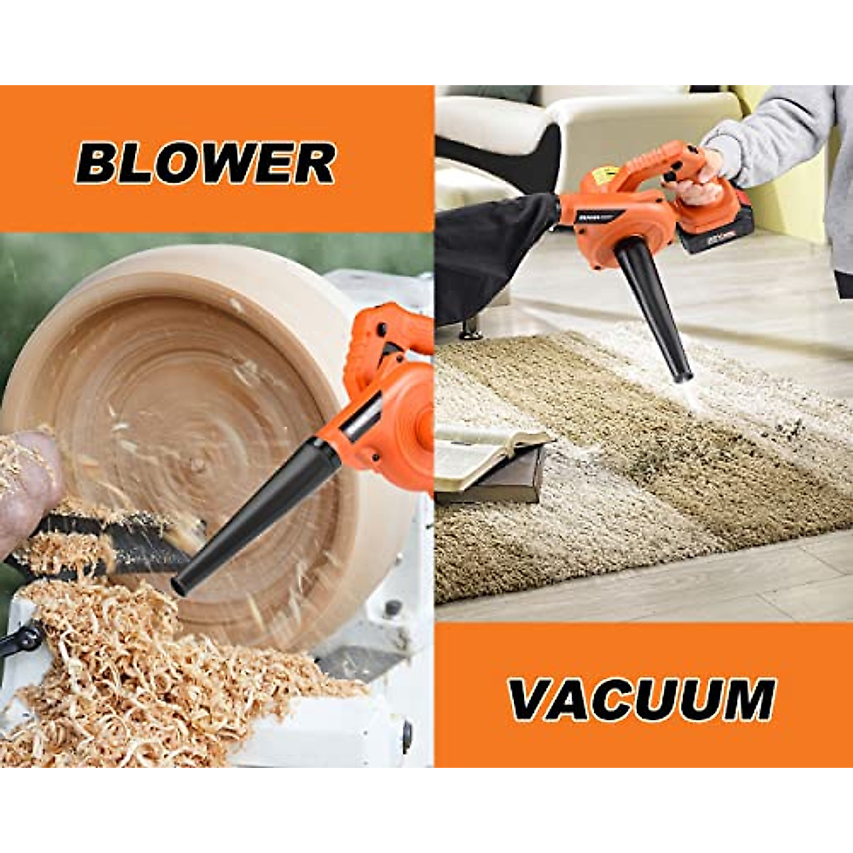 HYMOVO Blower Cordless, 2-in-1 Electric Small Leaf Vacuum/Blower with Battery and Charge, 21V 4.0 Leaf Blowers for Lawn Care/Sweeping