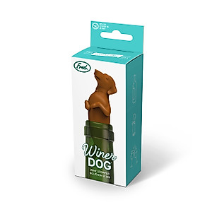 Genuine Fred WINER DOG Bottle Stopper, Silicone Wine Stopper with cute dachshund design - Keeps a tight seal - Fun Kitchen Gadget & Bar Cart Accessories - Great stocking stuffer & gift for dog lovers