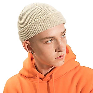 CLAPE Rolled Cuff Watch Cap Swag Beanie Cap Rolled Cuff Harbour Hat Wool Knited Winter Warm Ski Skull Hat Cap for Men Women