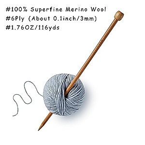 Gisimo 100% Merino Wool Yarn, 6-Ply Luxurious and Soft Yarn for Hand Knitting & Crocheting, 1.76 OZ/50g, 127 yds/116 Meters (Morandi Blue, 1 Ball)