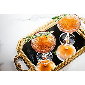 GLASSIQUE CADEAU French Small Vintage Champagne Coupe Glasses | Set of 4 | 6 oz Crystal Classic Cocktail Glassware - Martini, Sidecar, Daiquiri | Retro Saucers for Bar Drinks