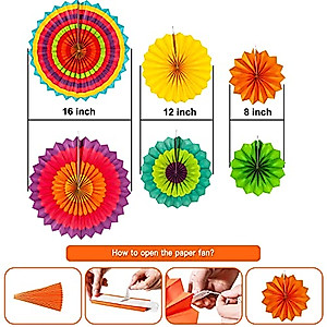 32 PCS Fiesta Mexican Party Decoration Fiesta and Cactus Balloons Paper Fans Pom Poms Triangle Bunting Banner for Fiesta Mexican Cinco De Mayo Birthday Party Supplies