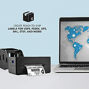 Logia Thermal 300 DPI Label Printer | High-Speed 4x6 & Barcode Printer for Shipping & Postage Labels | Commercial Grade Compatible w/Amazon, eBay, Etsy, Stamps.com etc. - Fanfold and Roll Label Holder