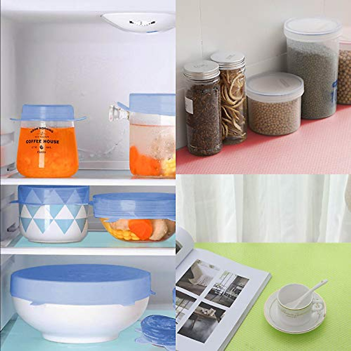 Koccido 12 Pack Refrigerator Mats,Refrigerator Storage Set,Washable Fridge Mats Pads, Waterproof Refrigerator Liners for Shelves,Table Mats Shelf Liners,Size 17.7"x11.4"