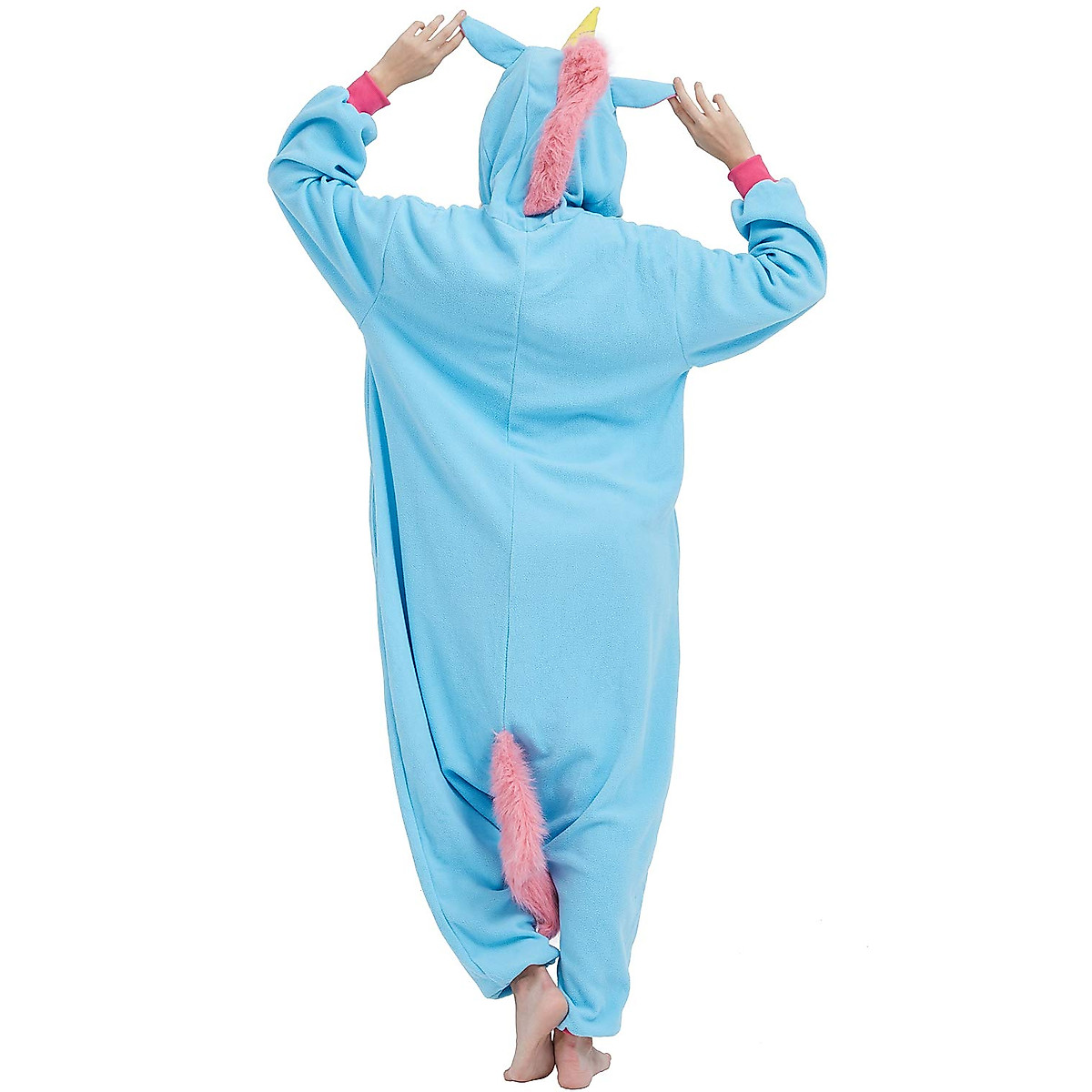 DarkCom Polar Fleece Unicorn Onesie Christmas Pajamas Unisex Adult Cosplay Halloween Costume (Blue) Small