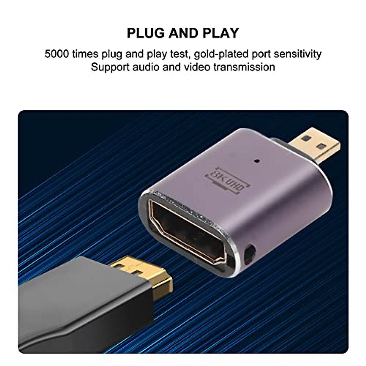 VINGVO Micro HD to HD Converter, Aluminum Alloy Female HD to Micro HD Adapter, Wide Applicability, Support 8K for Computers for Monitors