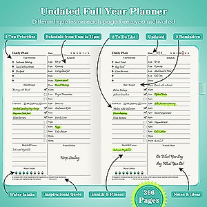Planner, Undated Daily Planner with To Do List, 365 Days Planner for ADHD, Agenda for Women Men, Hourly Planner Notebook for Goal Setting, Productivity Organizer with Calendar, 8.3" x 5.8" (Blue)