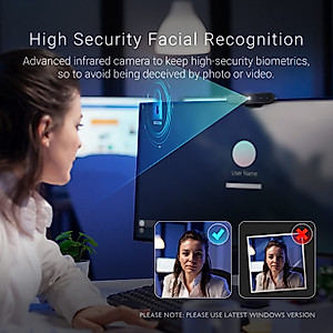 ELECOM Facial Recognition Webcam, Windows Hello Full HD 1080P 30FPS, Streaming, Compatible with Windows 11, Windows 10, Easy Login for Desktop & Laptop (UCAM-CF20FBBK)